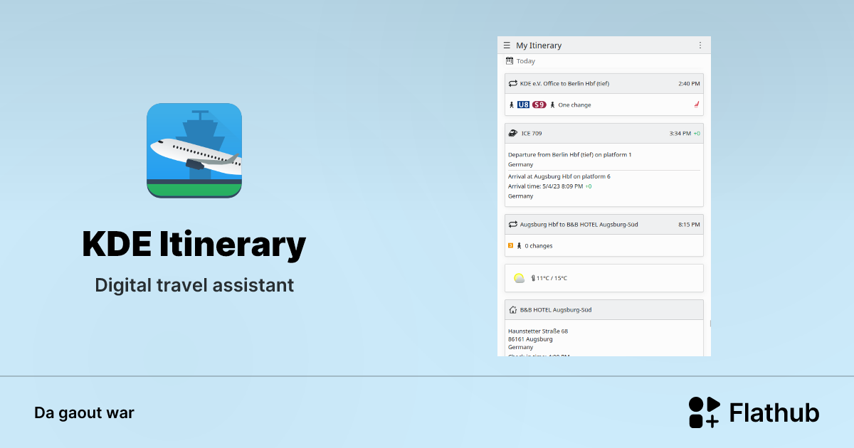 Staliañ KDE Itinerary war Linux | Flathub