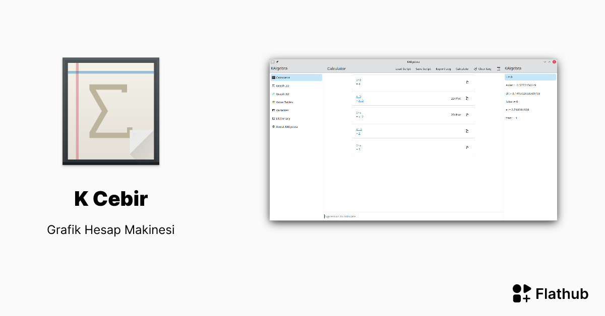 K Cebir uygulamasını Linux'ta kur | Flathub