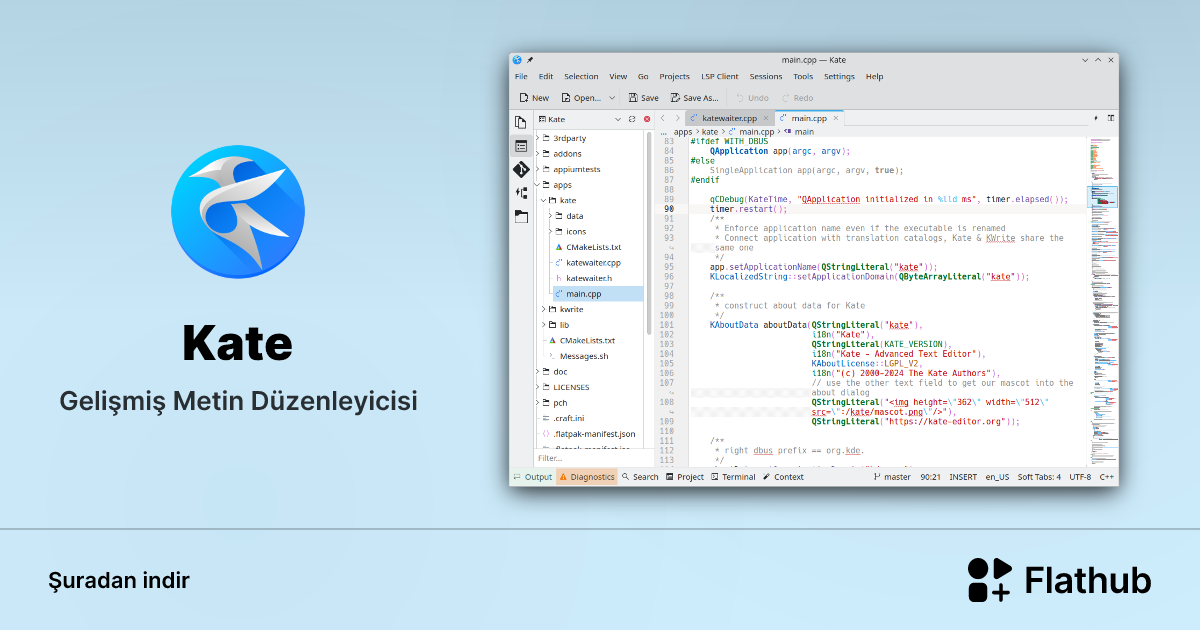Kate uygulamasını Linux'ta kur | Flathub