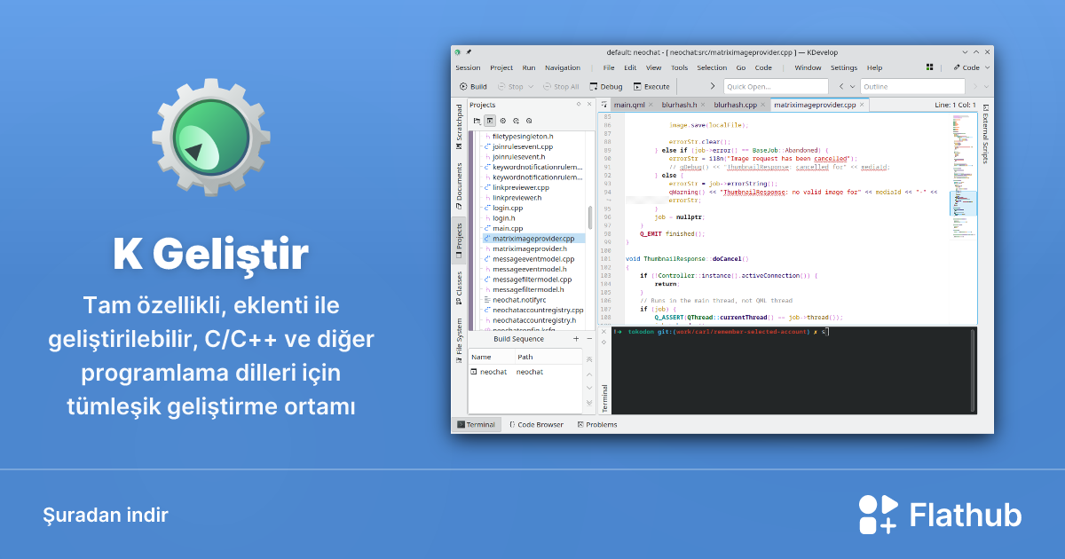 K Geliştir uygulamasını Linux'ta kur | Flathub