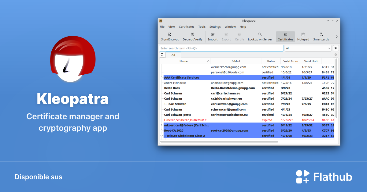 Installar Kleopatra sus Linux | Flathub