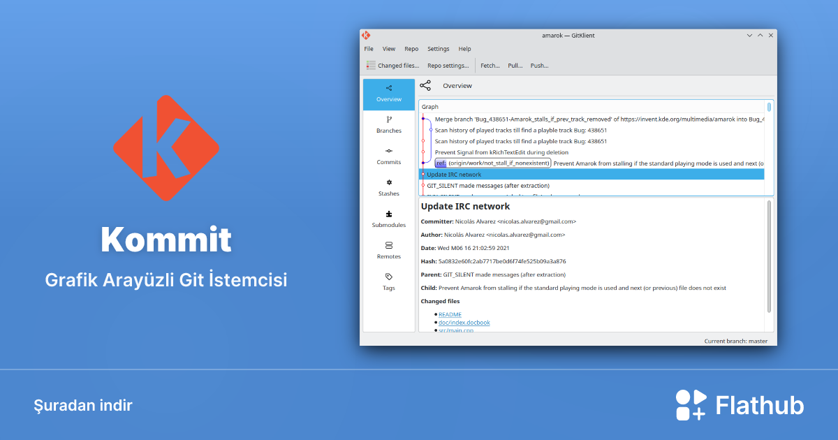 Kommit uygulamasını Linux'ta kur | Flathub