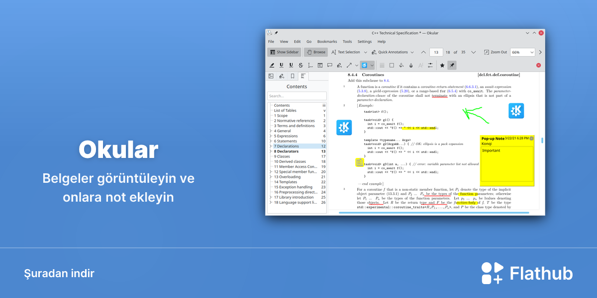 Okular uygulamasını Linux'ta kur | Flathub