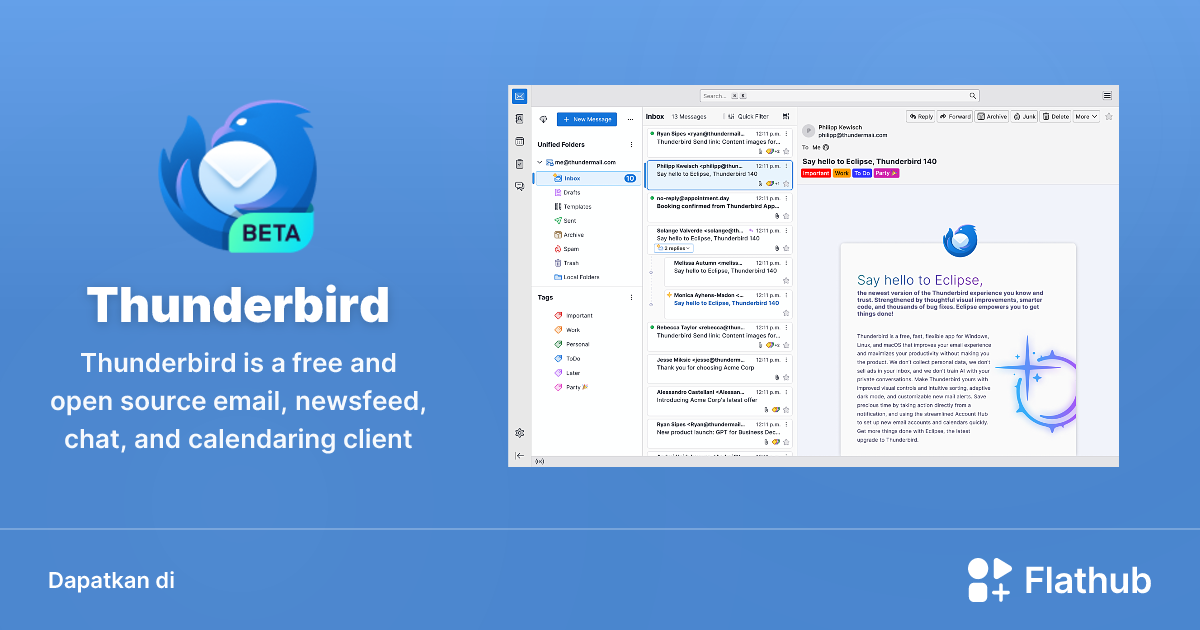 Memasang Thunderbird di Linux | Flathub