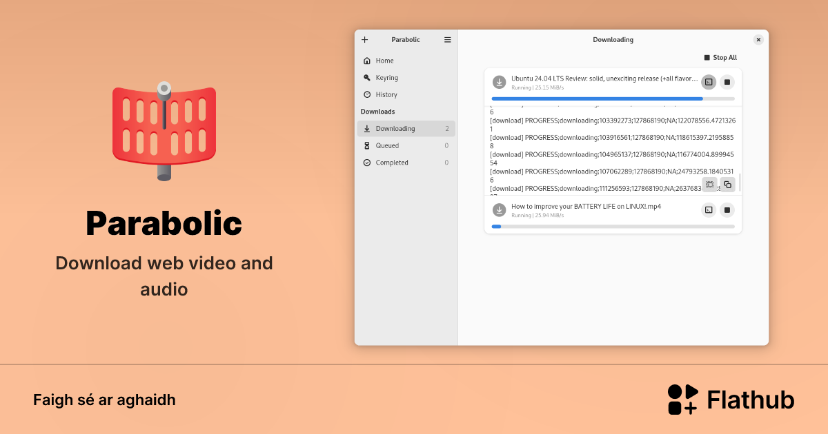 Suiteáil Parabolic ar Linux | Flathub