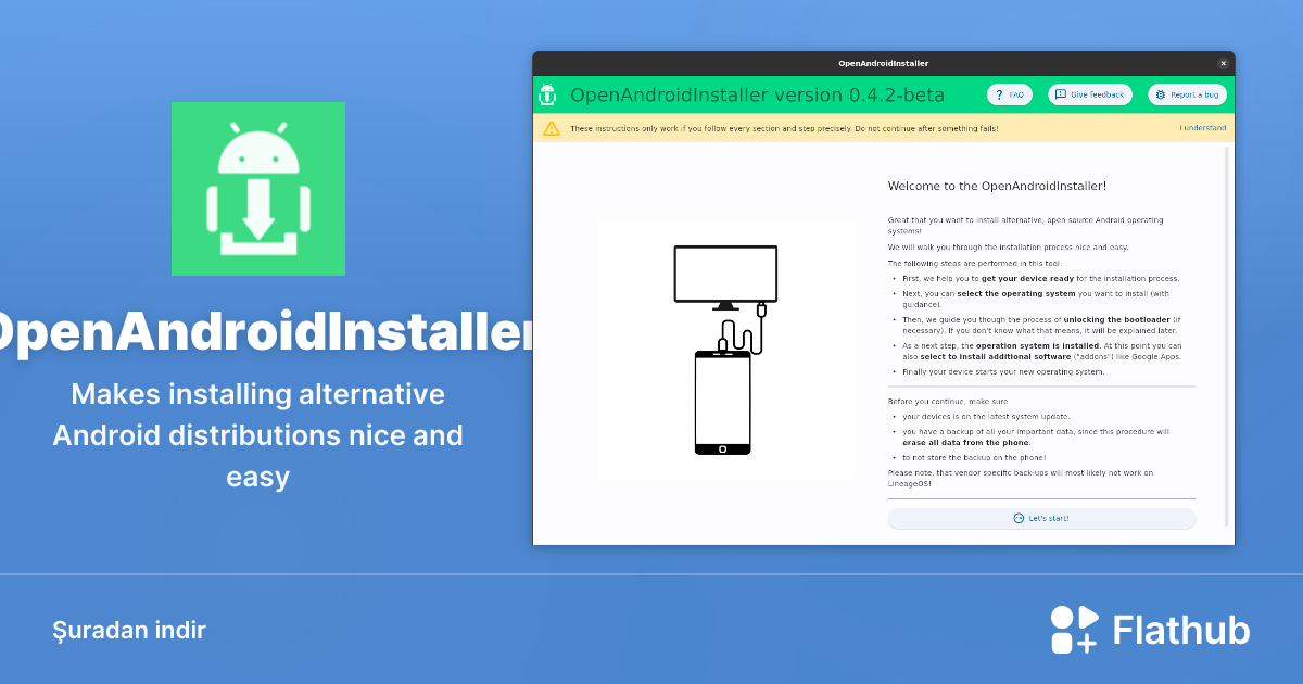 OpenAndroidInstaller uygulamasını Linux'ta kur | Flathub