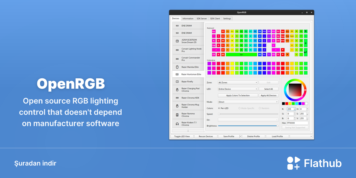 OpenRGB uygulamasını Linux'ta kur | Flathub
