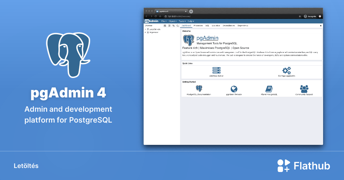 pgAdmin 4-alkalmazás telepítése a Linux rendszeren | Flathub