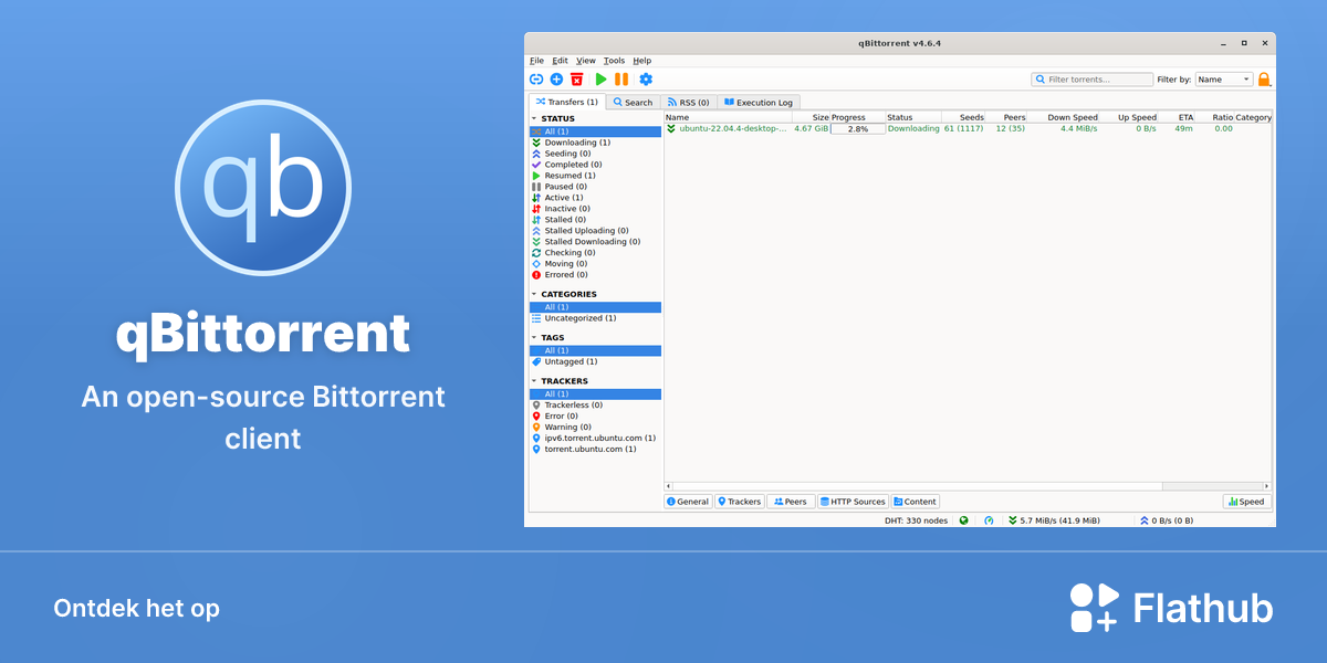 Installeer qBittorrent op Linux | Flathub