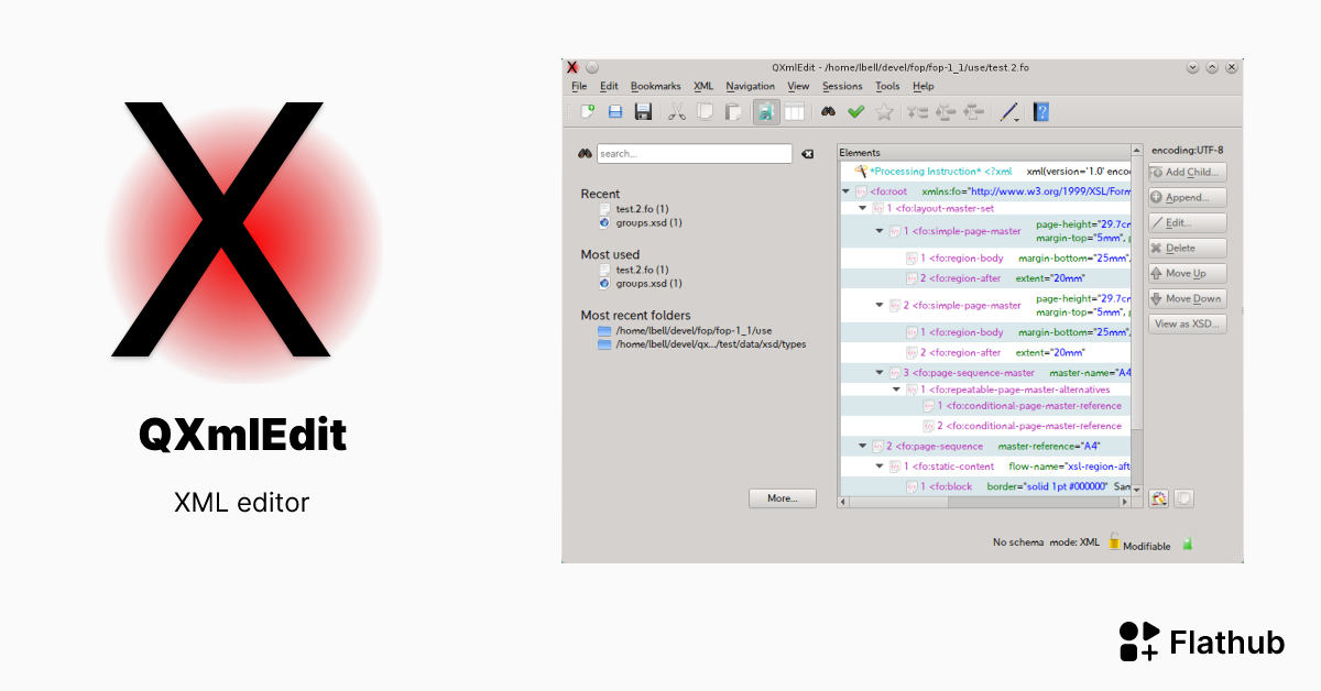 Instalar QXmlEdit no Linux | Flathub