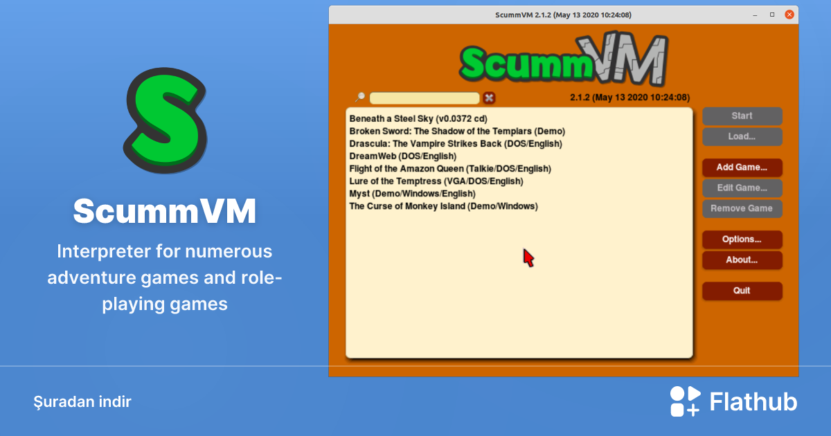 ScummVM uygulamasını Linux'ta kur | Flathub