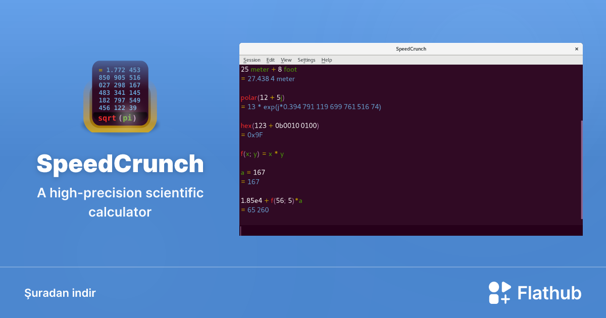 SpeedCrunch uygulamasını Linux'ta kur | Flathub