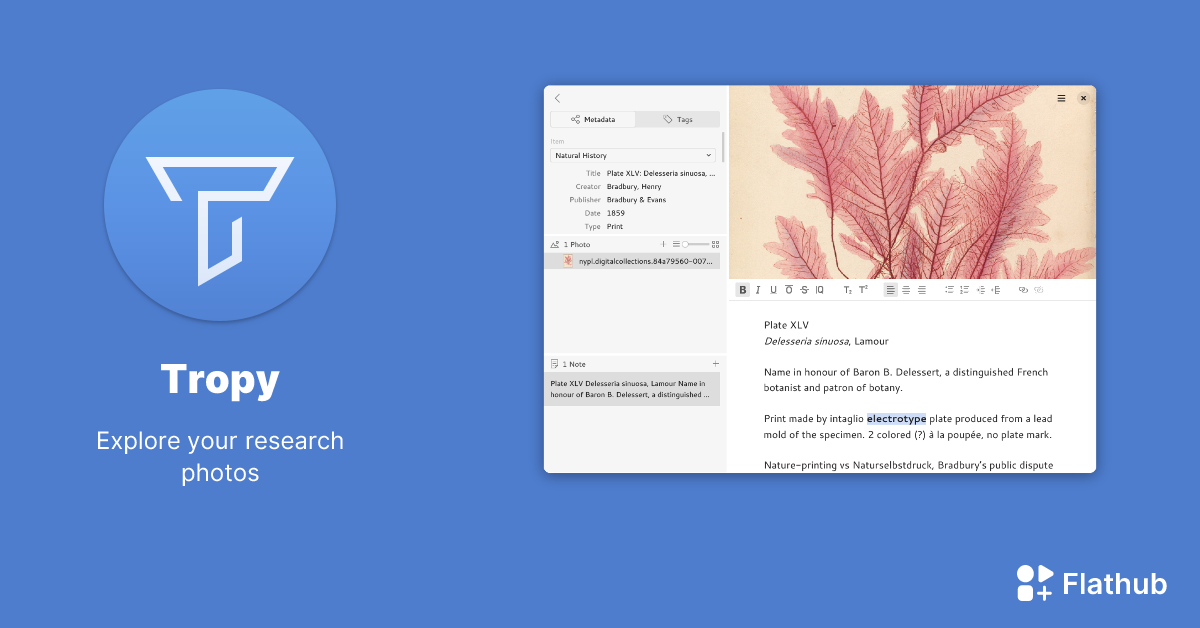 Install Tropy on Linux | Flathub