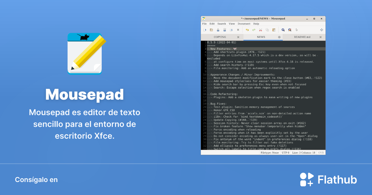 Instalar Mousepad en Linux | Flathub