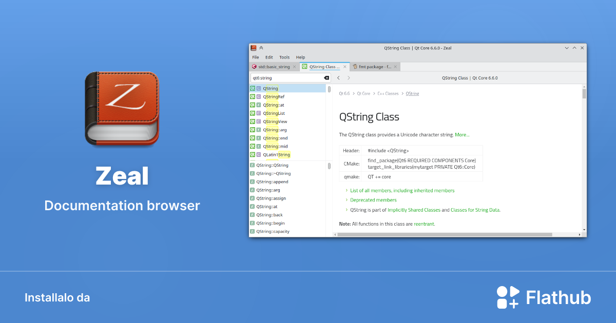 Installa Zeal su Linux | Flathub