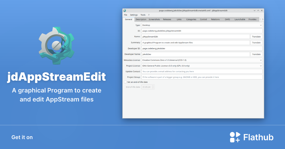 Install jdAppStreamEdit on Linux | Flathub