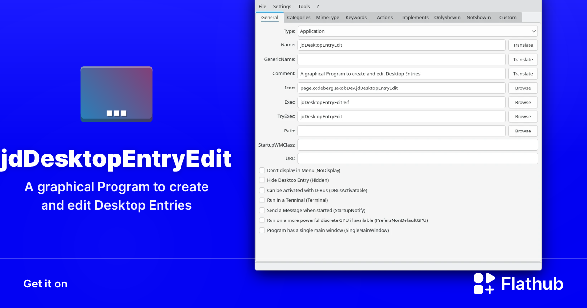 Install jdDesktopEntryEdit on Linux | Flathub