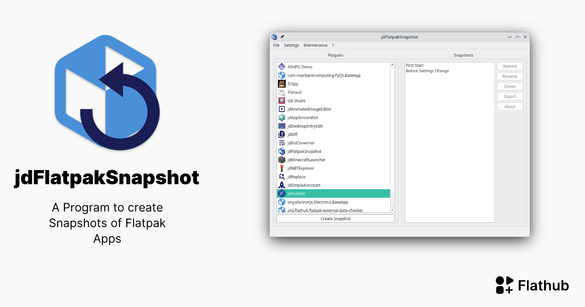 Install jdFlatpakSnapshot on Linux | Flathub