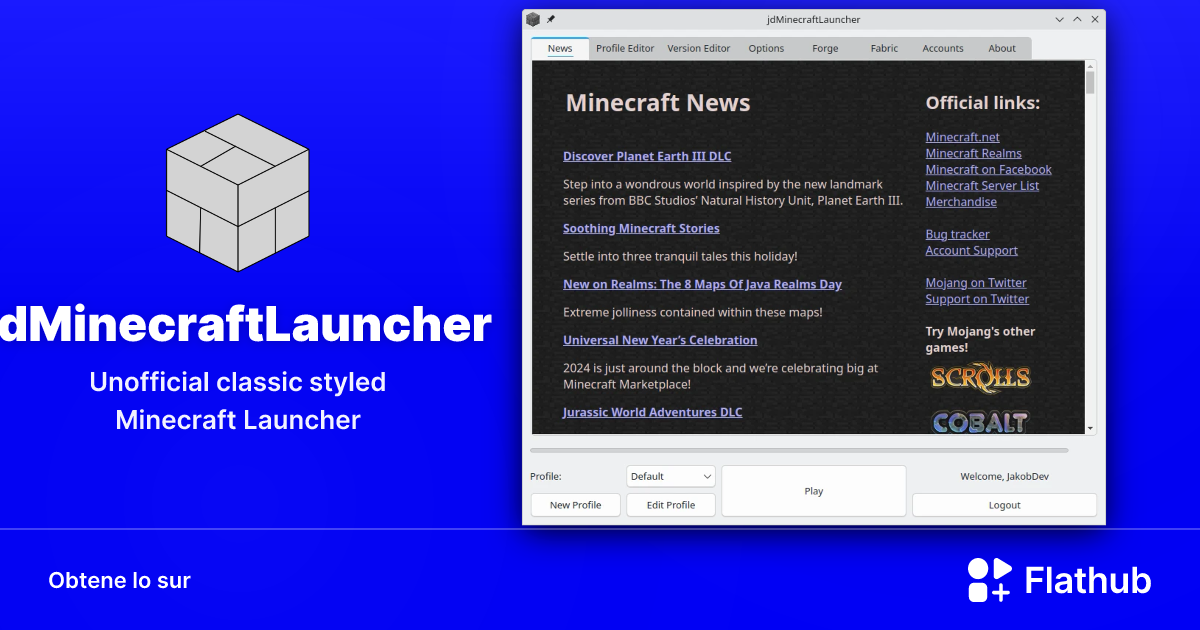 Installar jdMinecraftLauncher sur Linux | Flathub