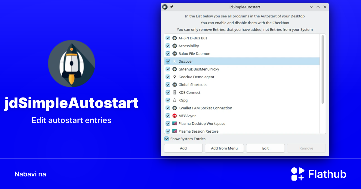 Instaliraj aplikaciju jdSimpleAutostart na Linux | Flathub