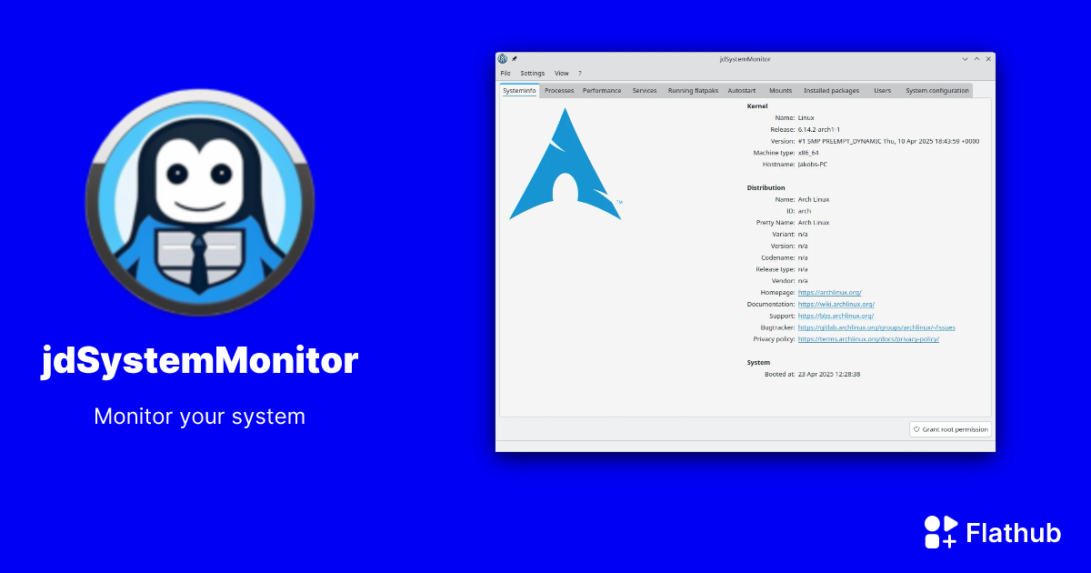 Установить «jdSystemMonitor» на Linux | Flathub