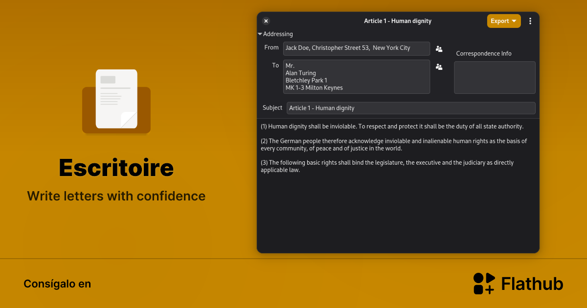 Instalar Escritoire en Linux | Flathub