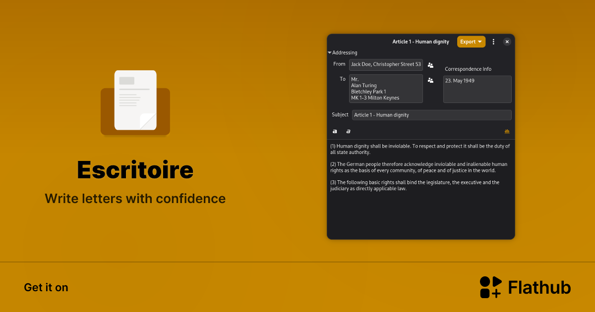 Install Escritoire on Linux | Flathub