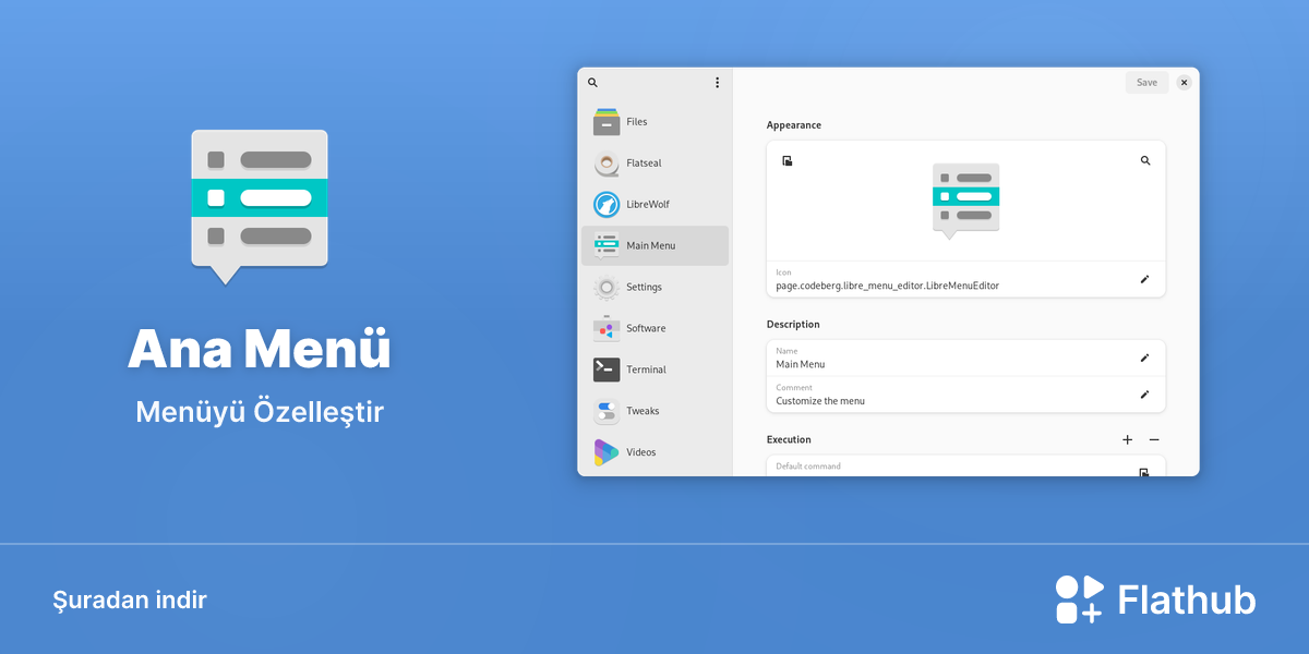 Ana Menü uygulamasını Linux'ta kur | Flathub