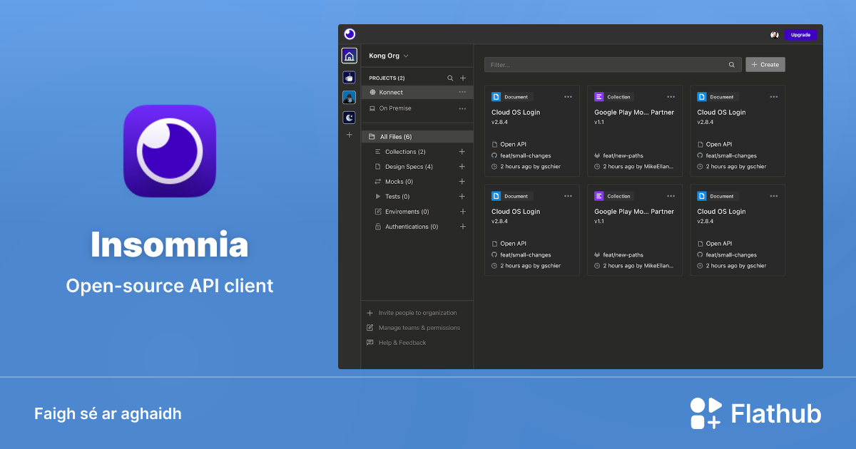 Suiteáil Insomnia ar Linux | Flathub