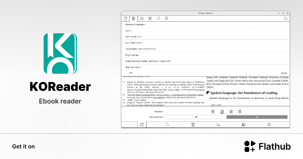 Install KOReader on Linux | Flathub