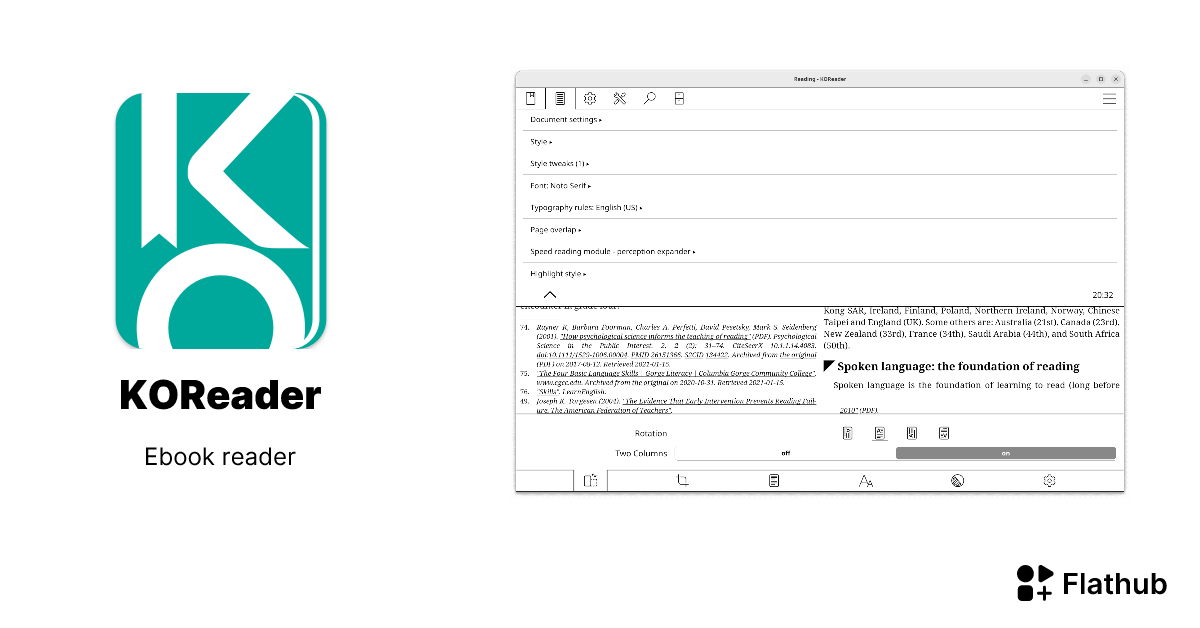 Installar KOReader sus Linux | Flathub