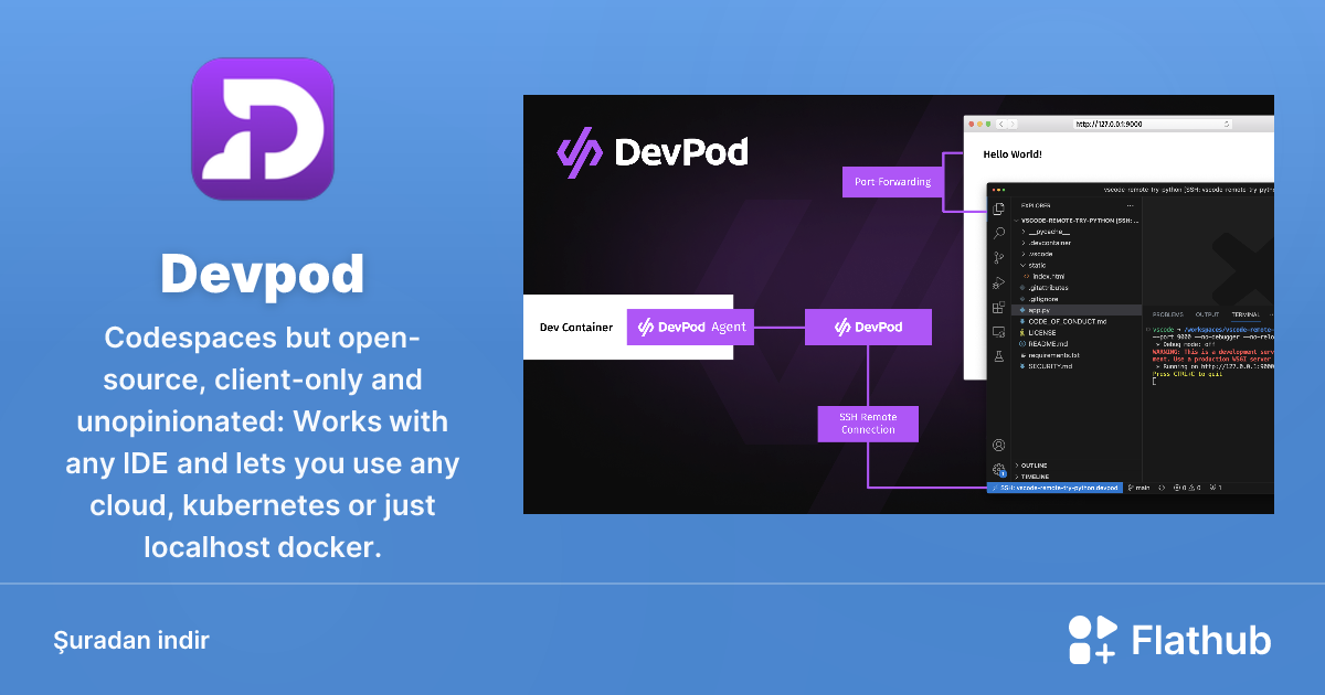 Devpod uygulamasını Linux'ta kur | Flathub