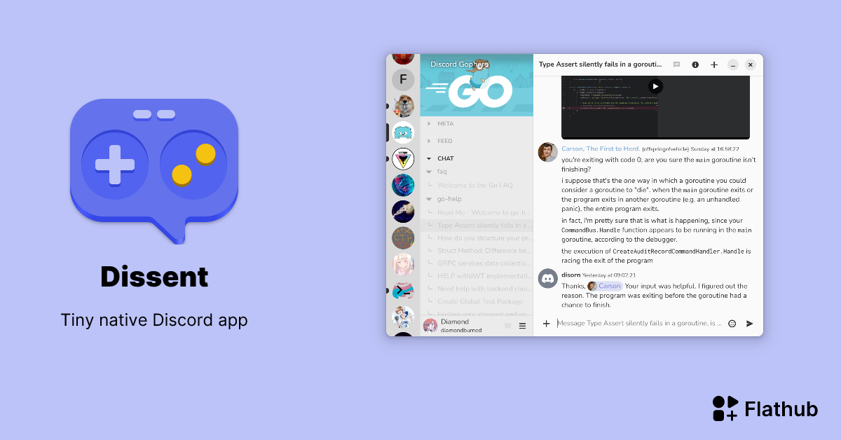 Install Dissent On Linux Flathub 