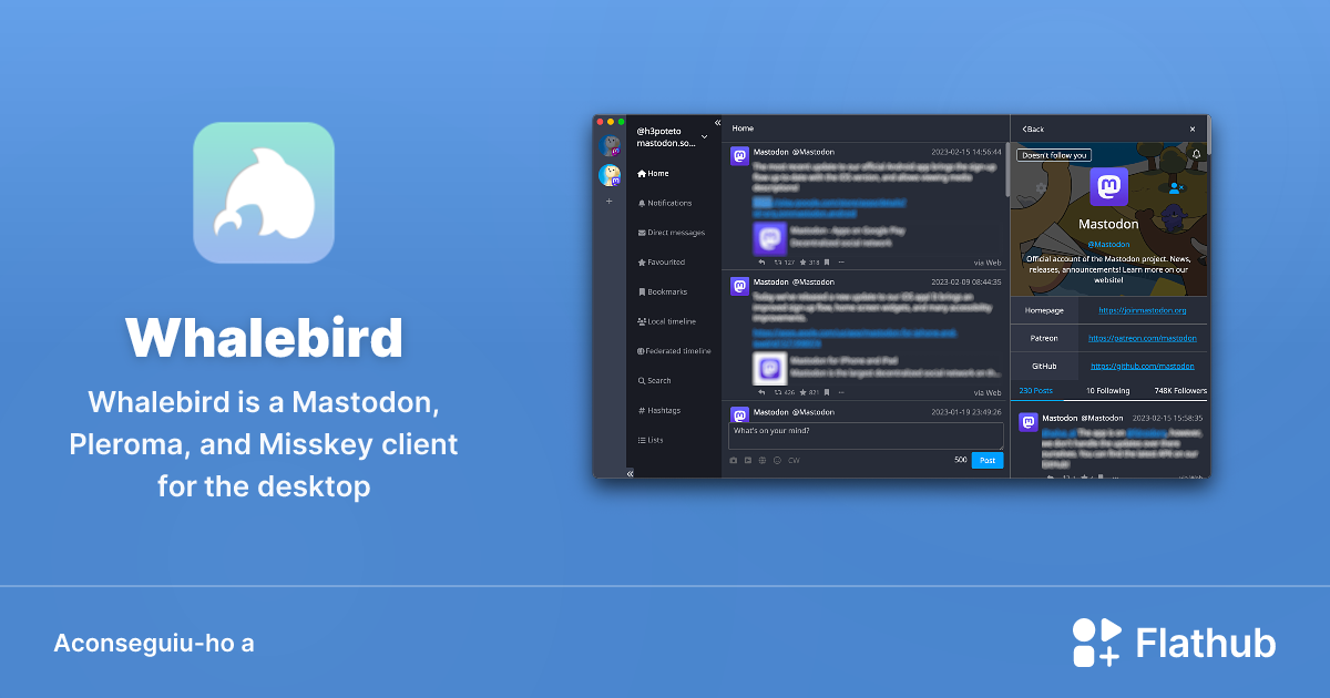 Instal·leu Whalebird a Linux | Flathub