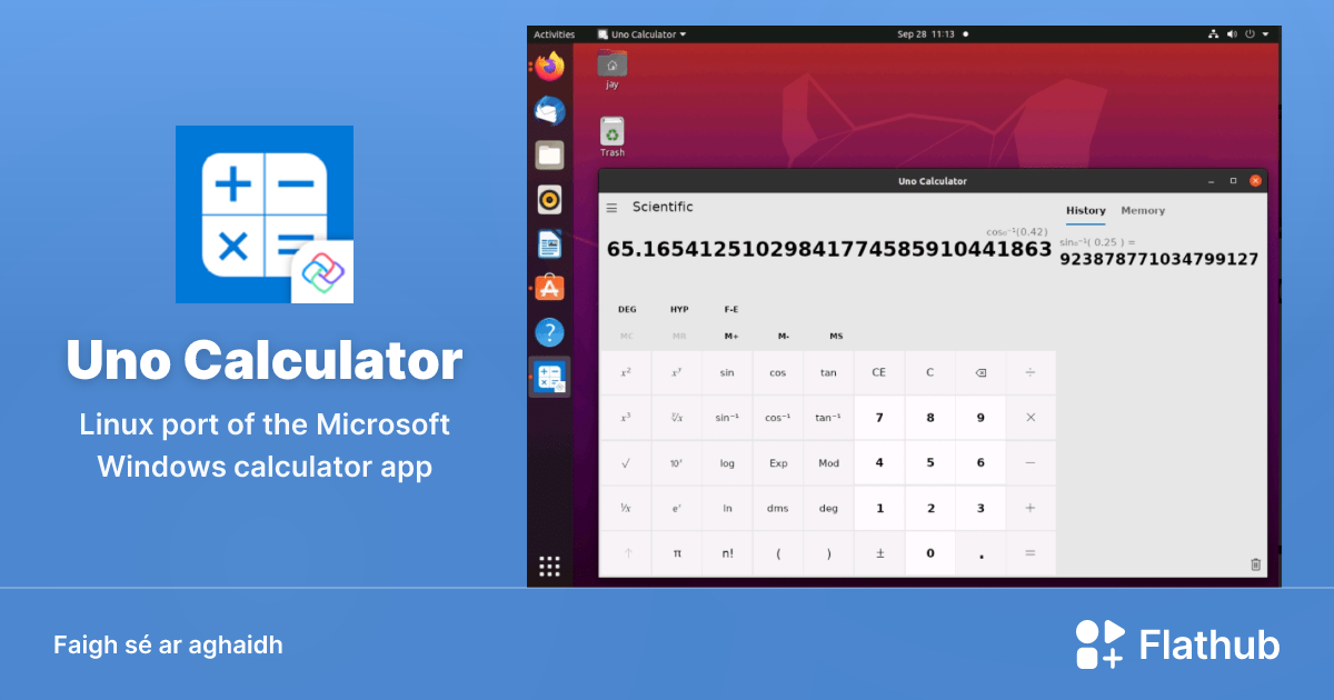 Suiteáil Uno Calculator ar Linux | Flathub
