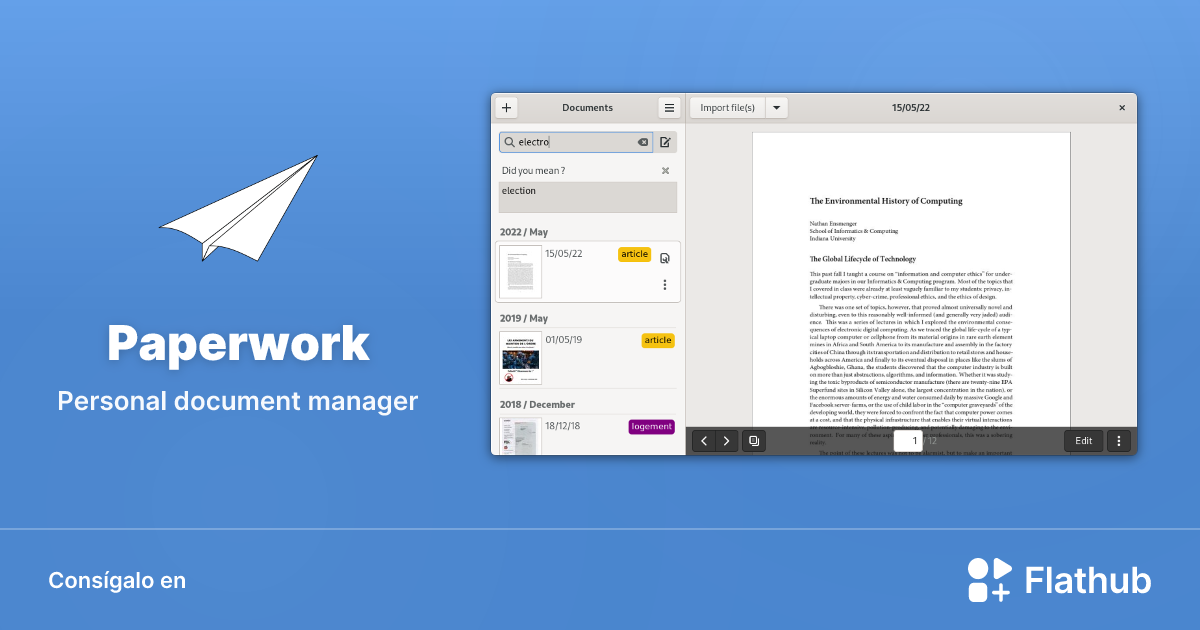 Instalar Paperwork en Linux | Flathub