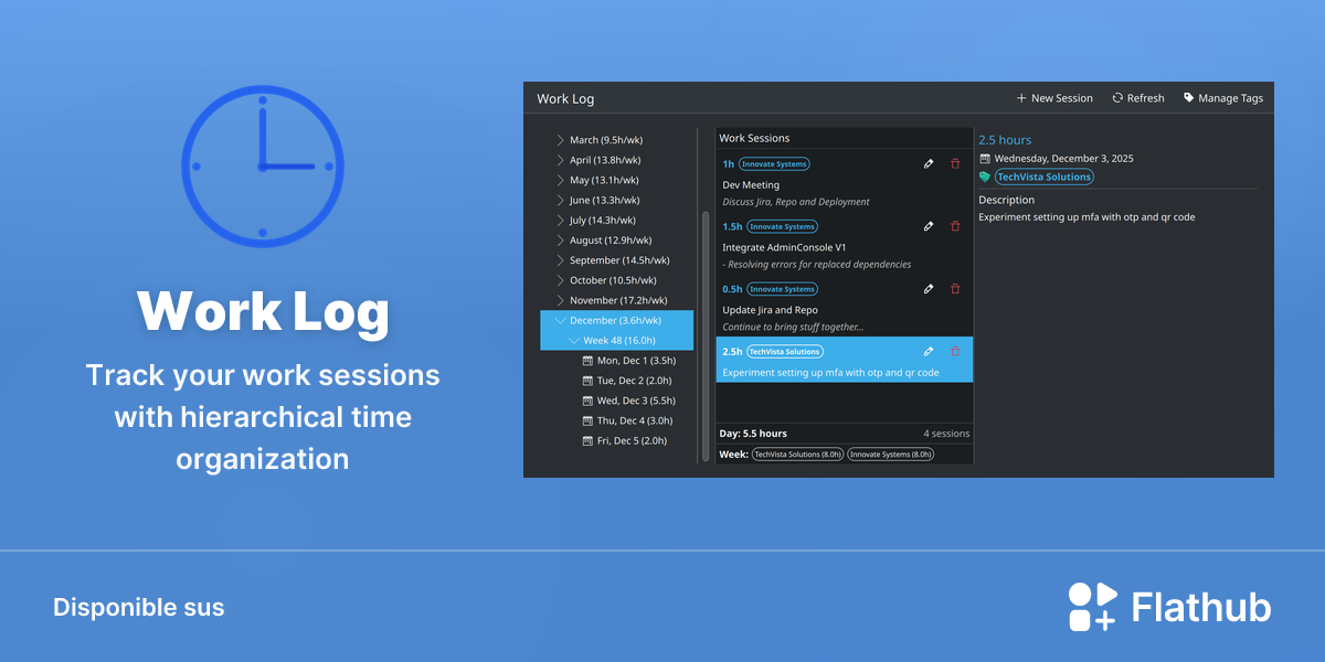 Installar Work Log sus Linux | Flathub